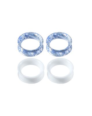 Multi-Pack Blue and White Splatter Silicone Tunnels - 2 Pair - Spencer's