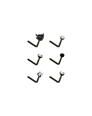 Multi-Pack CZ Devil Heart L-Bend Nose Rings 6 Pack - 20 Gauge - Spencer's