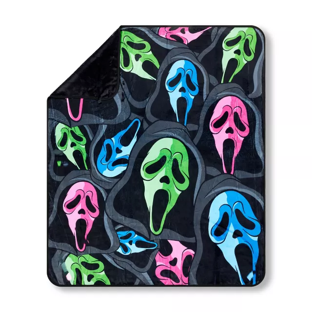 Ghost Face Tricolor Mask Fleece Blanket - Spencer's
