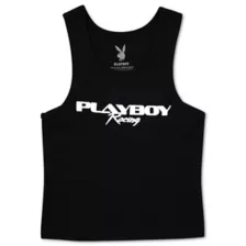 Black Playboy Racing Tank Top - Spencer's