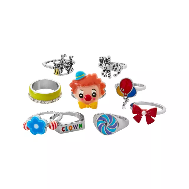 Multi-Pack Circus and Clown Rings - 9 Pack - Spencer's
