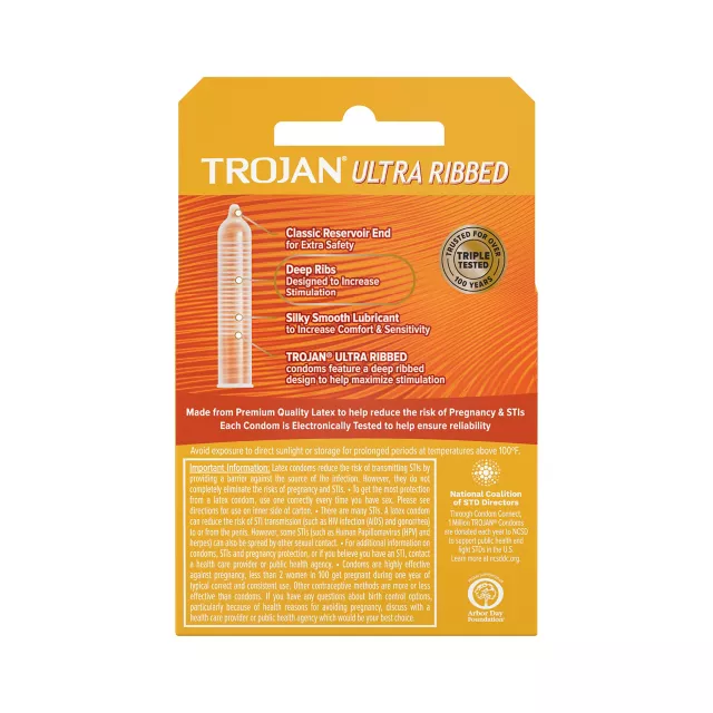 Ultra Ribbed Lubricated Condoms 3 Pack - Trojan - Spencer's