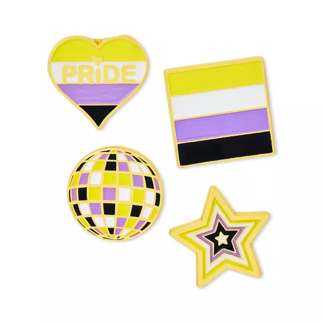 Multi-Pack Non-Binary Pride Enamel Pins - 4 Pack - Spencer's