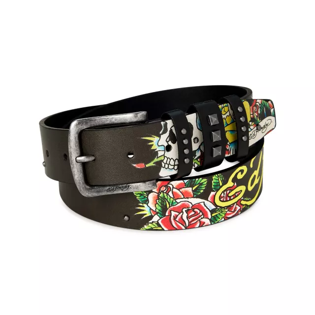 Ed Hardy Studded Skull Belt - Spencer's