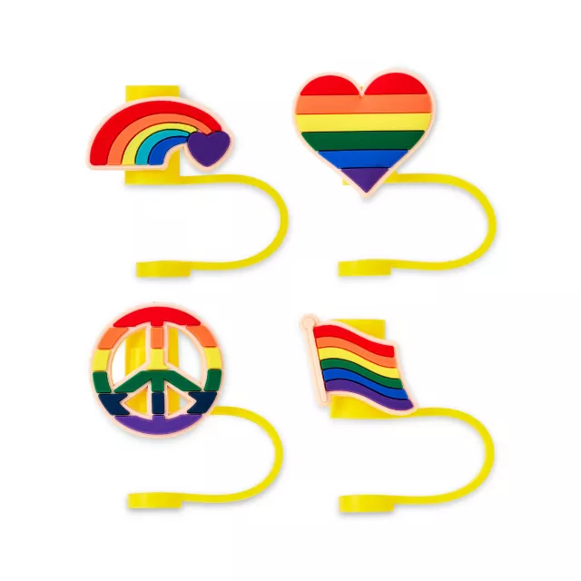 Multi-Pack Gay Pride Straw Toppers - 4 Pack - Spencer's
