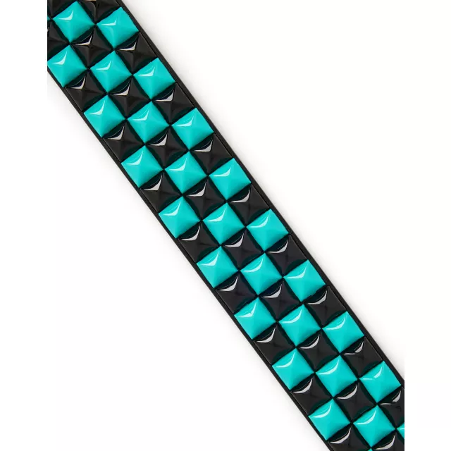 Black and Teal Checkered Studded Belt - Spencer's