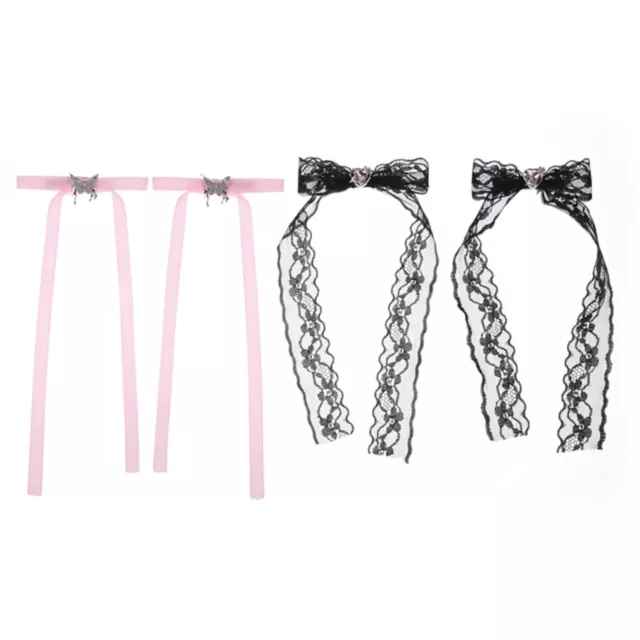 Multi-Pack Pink and Black Hair Bows - 4 Pack - Spencer's