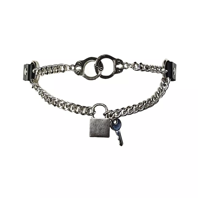 O-Ring Lock Key Drop Choker Necklace - Spencer's