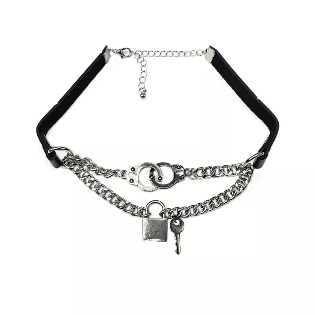 O-Ring Lock Key Drop Choker Necklace - Spencer's