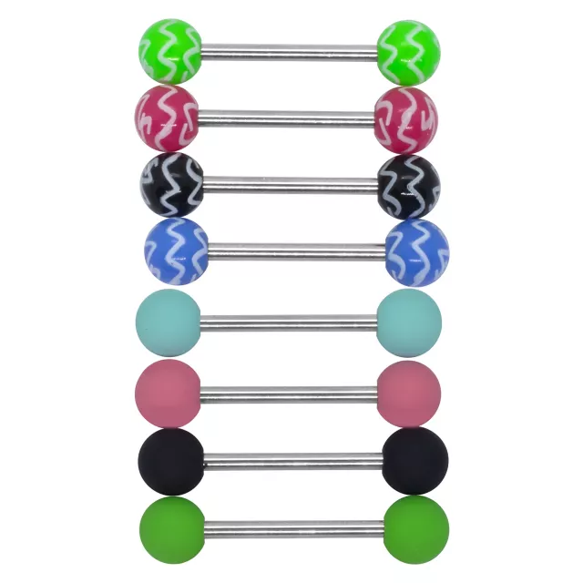 Multi-Pack Silver-Plated Matte Zig Zag Barbells 8 Pack - 14 Gauge ...