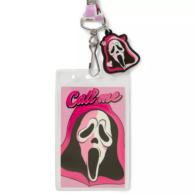 Pink Ghost Face Call Me Lanyard - Spencer's