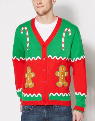 Adult Gingerbread Ugly Christmas Sweater Cardigan - Spencer's