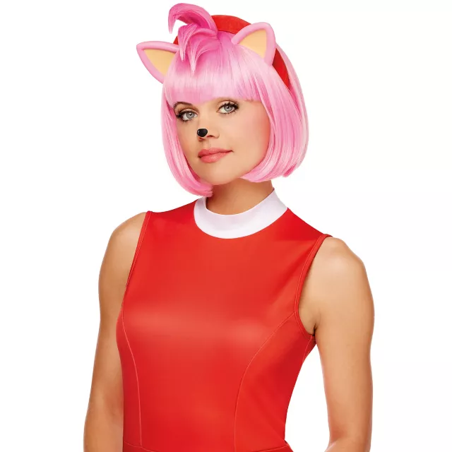 Amy Rose Wig with Ears - Sonic the Hedgehog - Spencer's